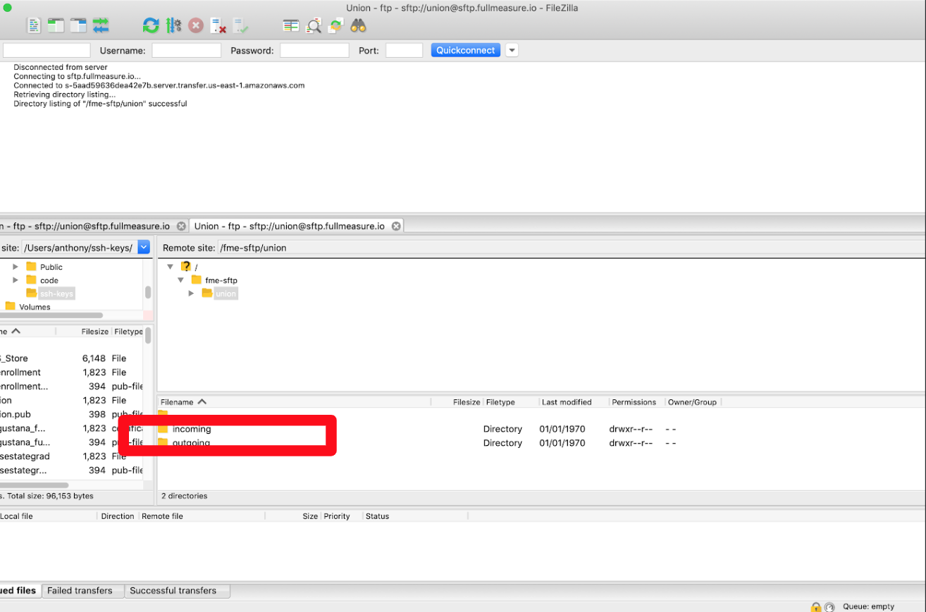 Sending Files Using an sFTP